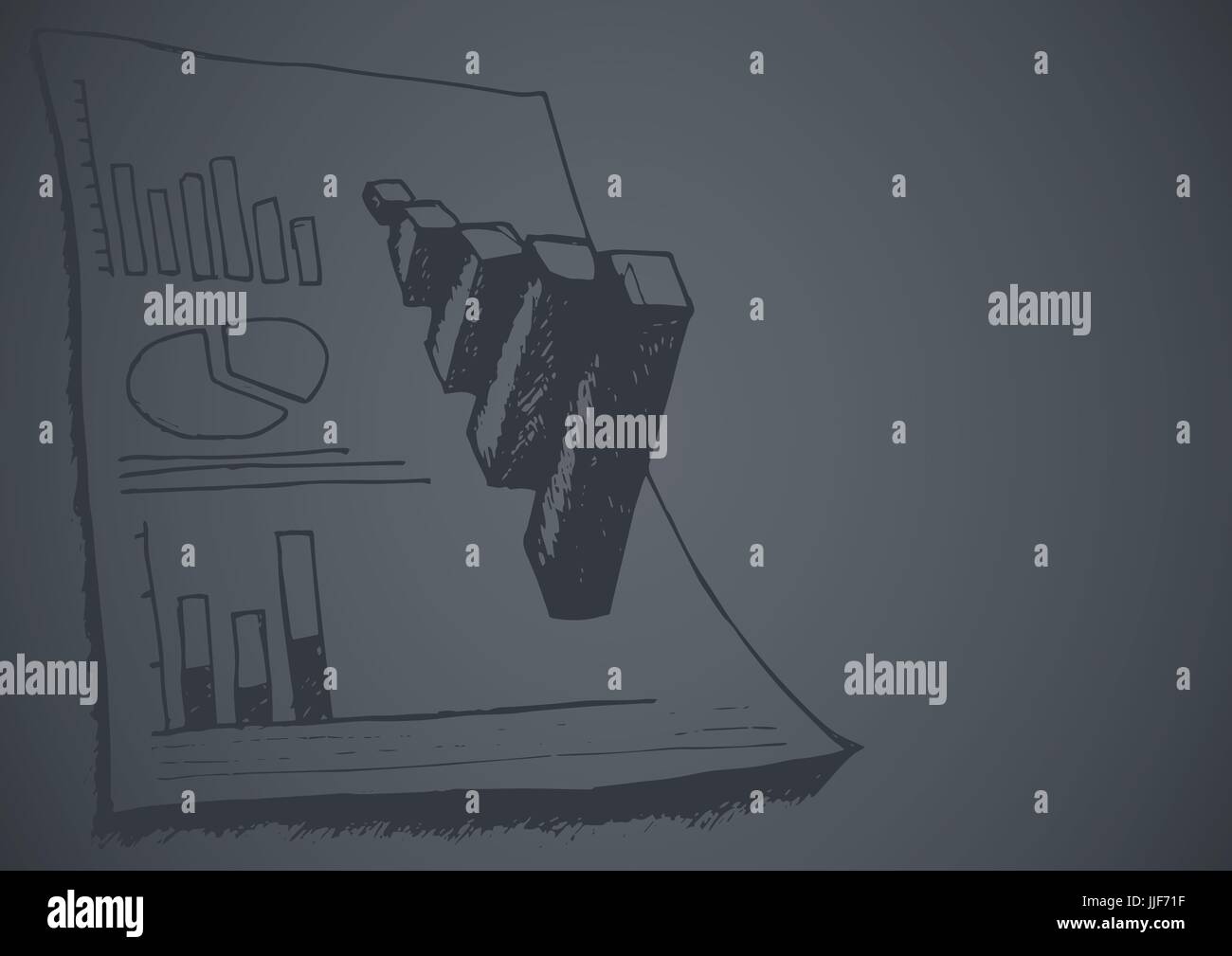 Digital composite of Grey background with graph and paper doodles Stock ...