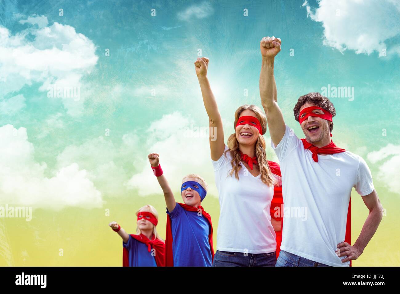 Digital composite of family outdoors Stock Photo - Alamy