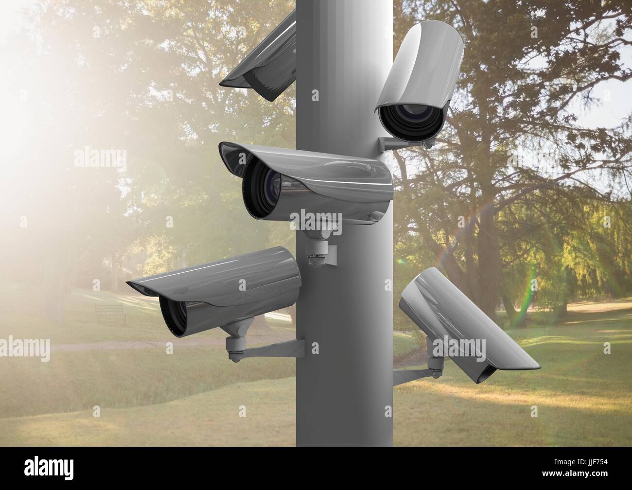 Digital composite of cctv in the park Stock Photo - Alamy