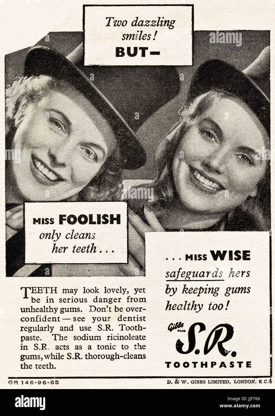 1940s original old vintage advertisement advertising Gibbs SR ...