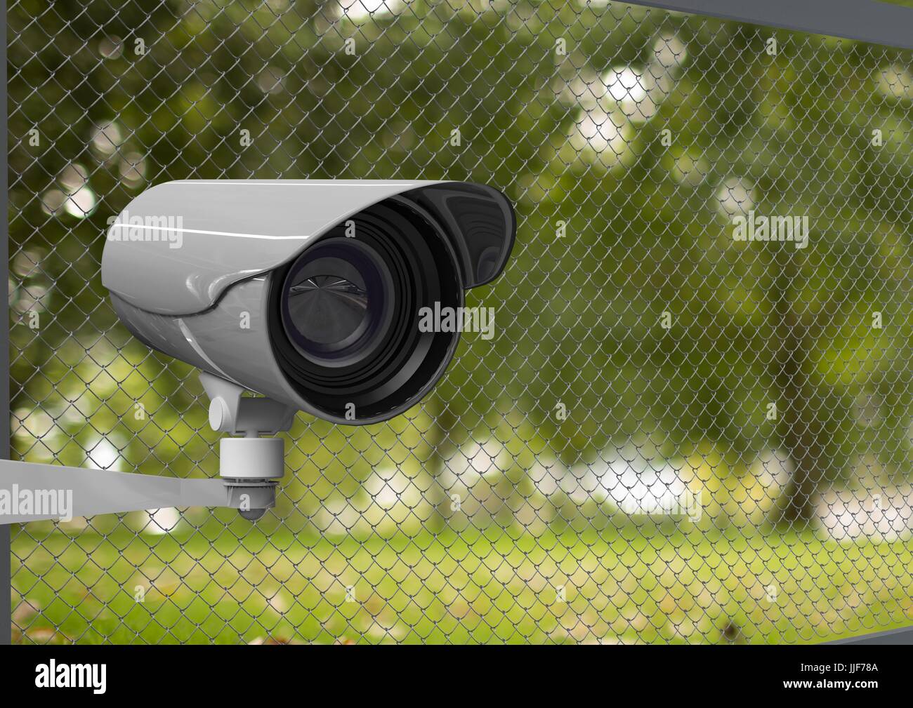 Digital composite of security blurred park and fence, cctv Stock Photo ...
