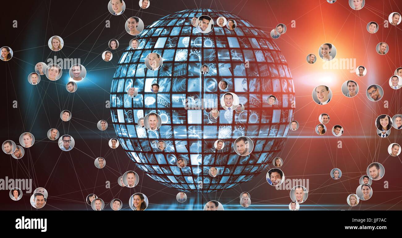 Digital composite of Composite image of organization chart with red ...