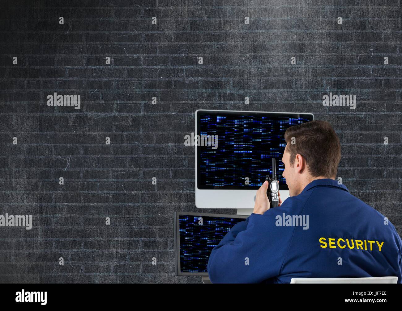 Digital composite of security guard technology doesn't work well Stock ...