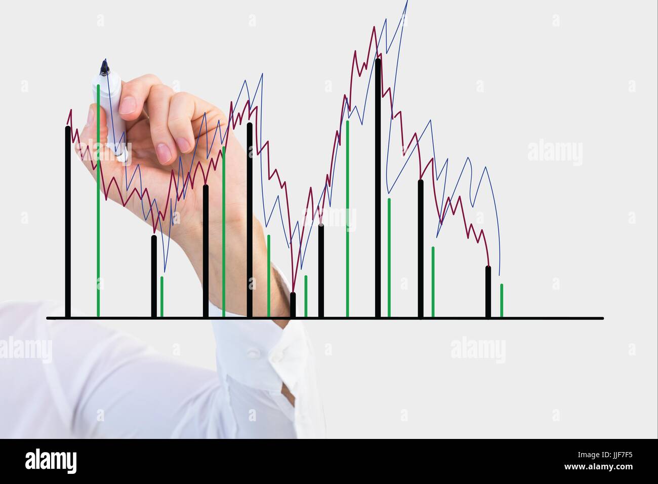 Digital composite of drawing on the screen graph Stock Photo - Alamy