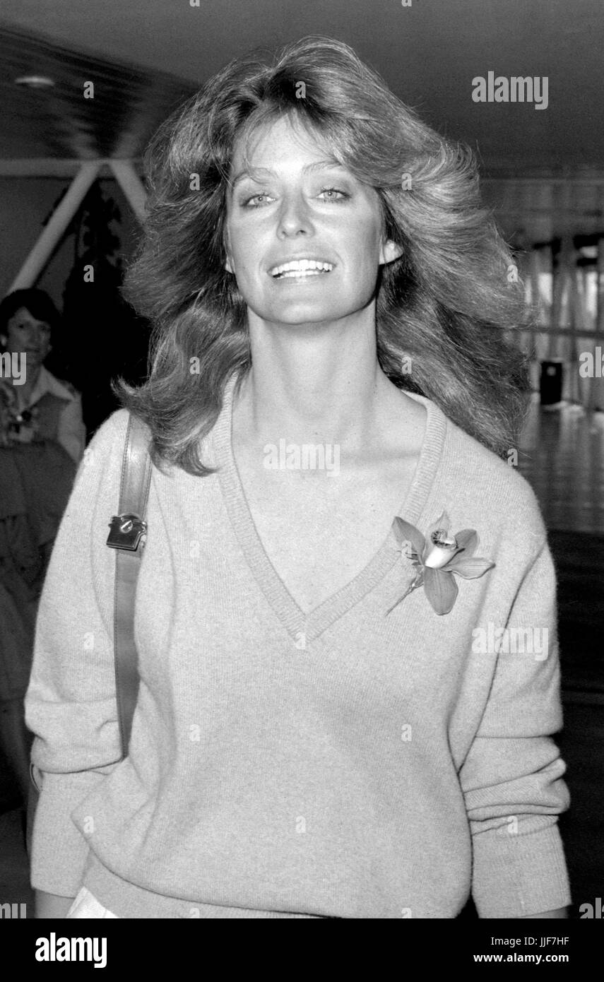 US actress Farrah Fawcett-Majors at London's Heathrow Airport when she ...