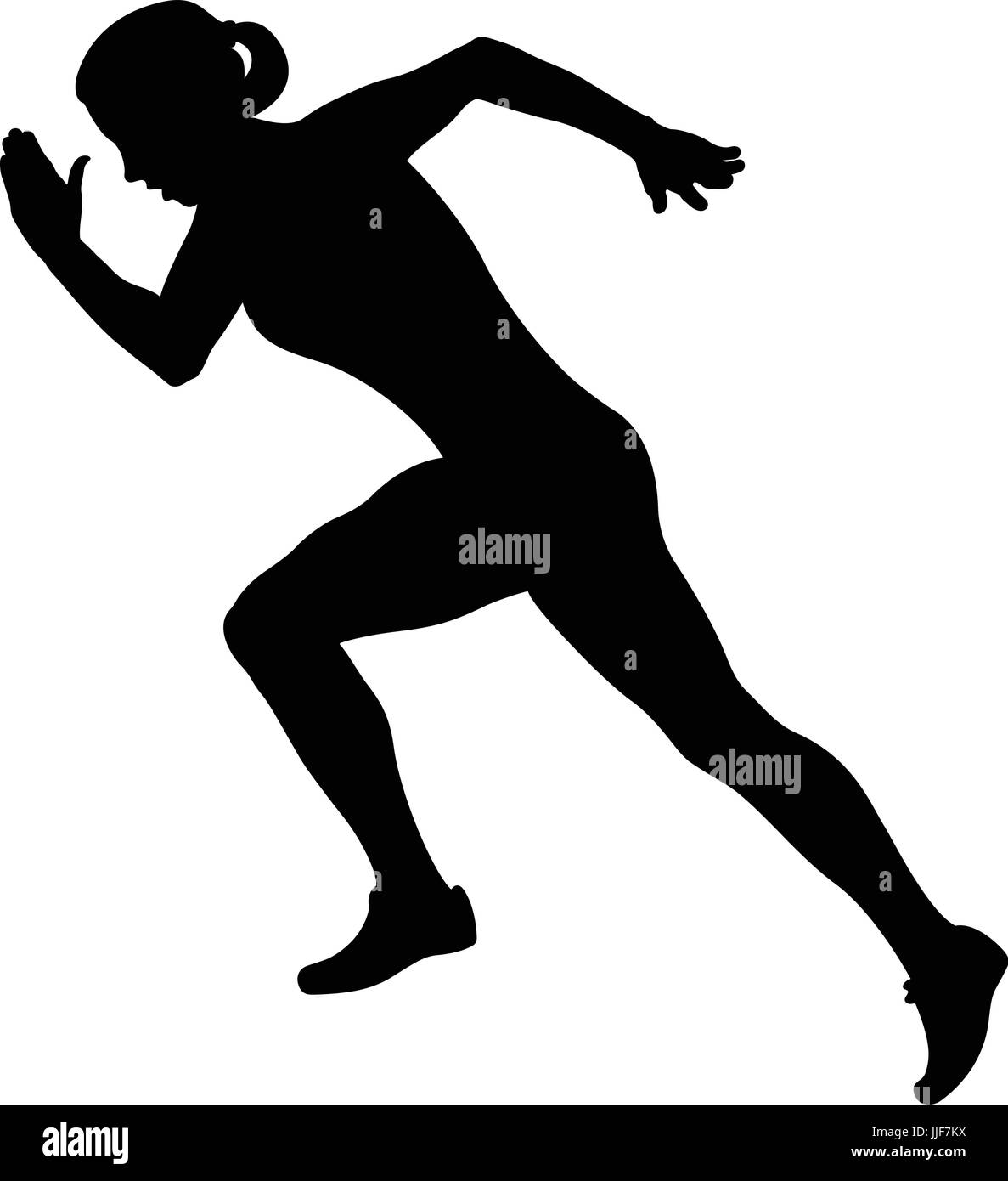 girl athlete runner starting running black silhouette Stock Vector ...