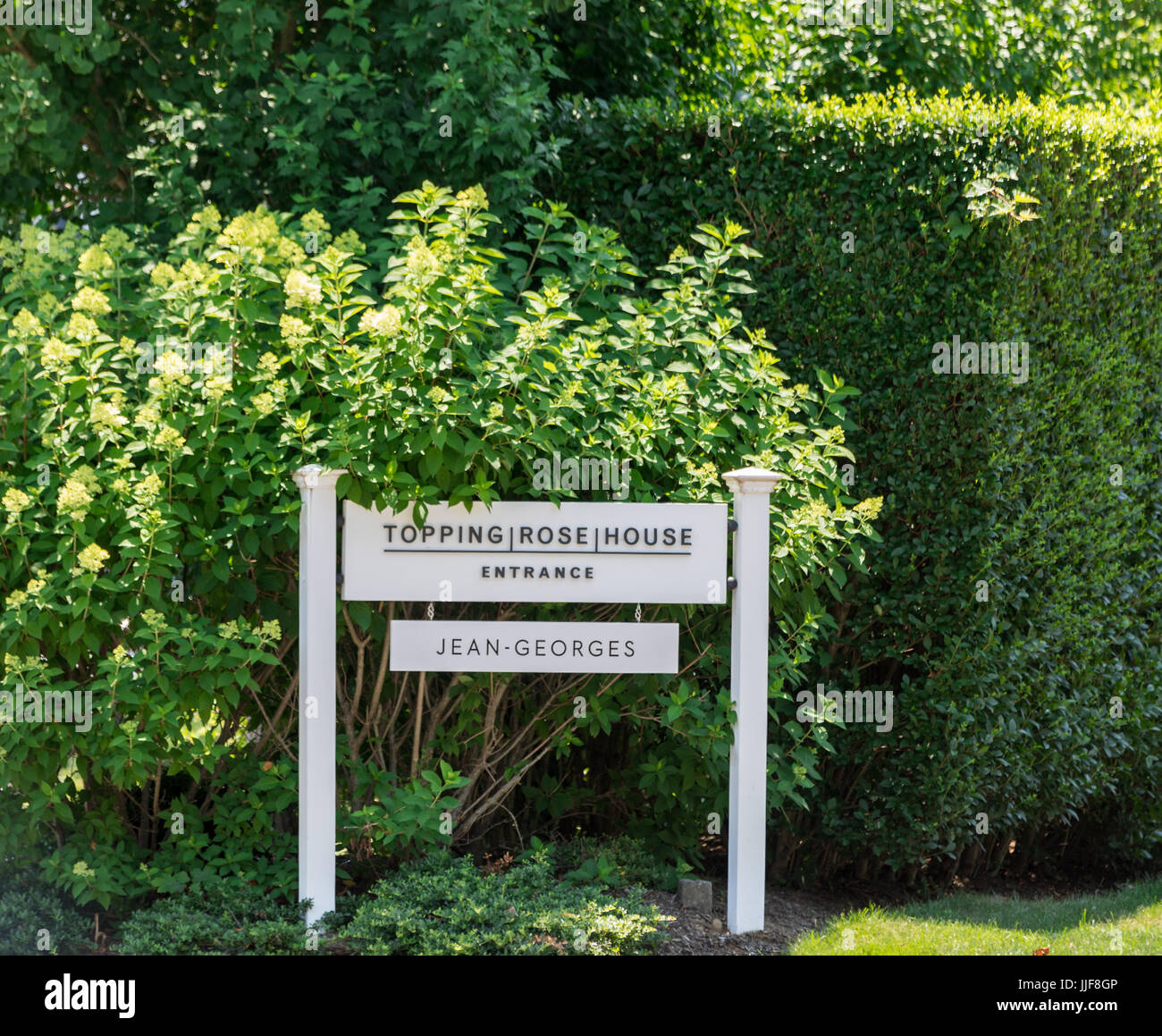 sign for Jean Georges Topping rose house in bridgehampton, ny Stock ...