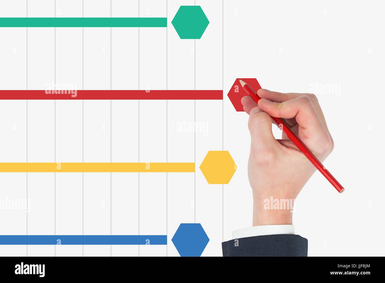 Digital composite of a Hand drawing colour lines on the screen Stock ...