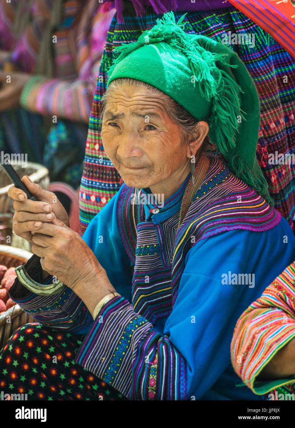 Colorful Hmong tribal people in Cau Cau Market Northern Vietnam Stock ...