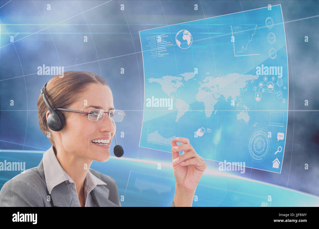 Digital composite of models wearing Head set Stock Photo - Alamy Digital composite of models wearing Head set Stock Photo - Alamy