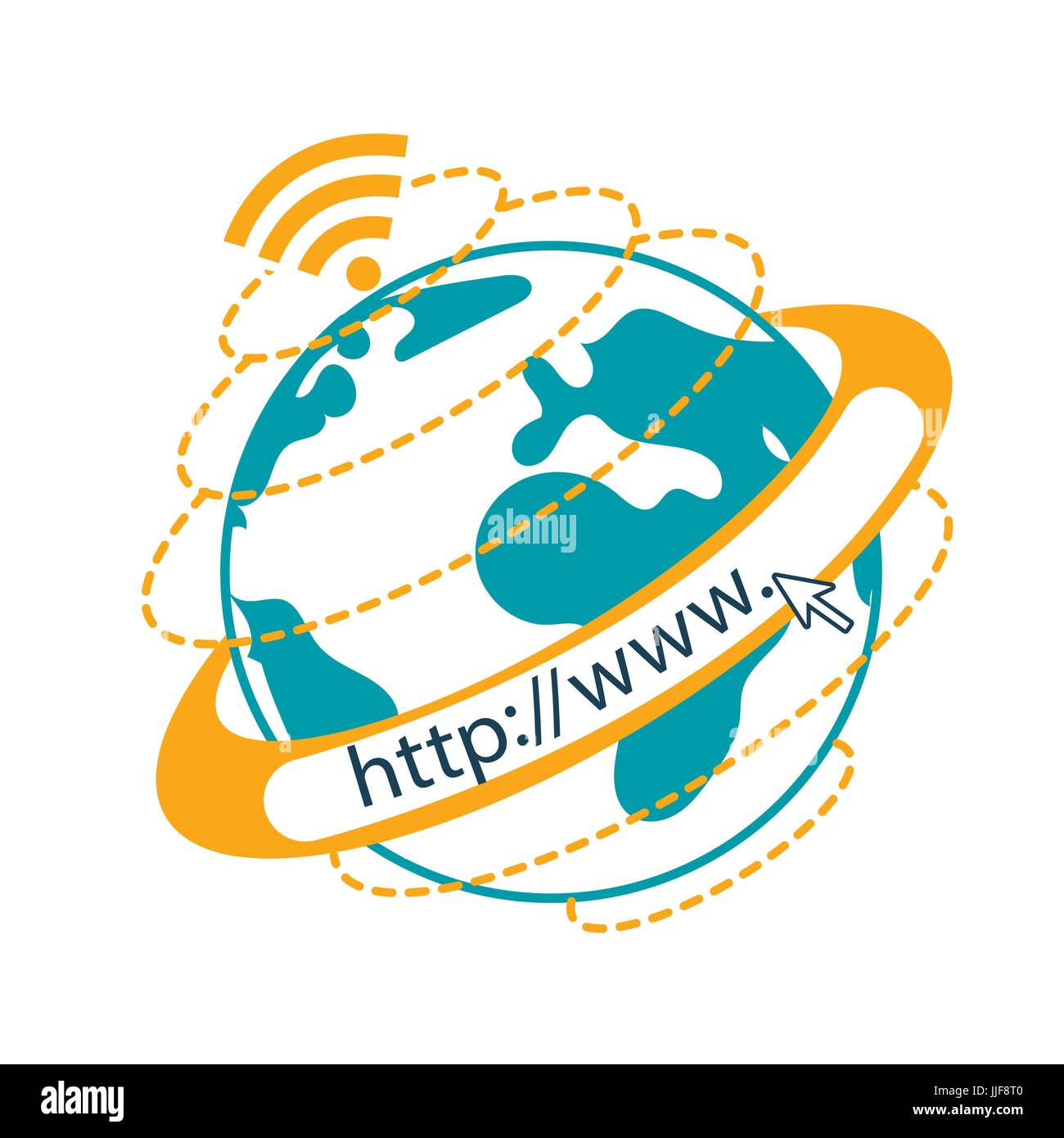 Internet concept in the form go to web , website of a planet around ...