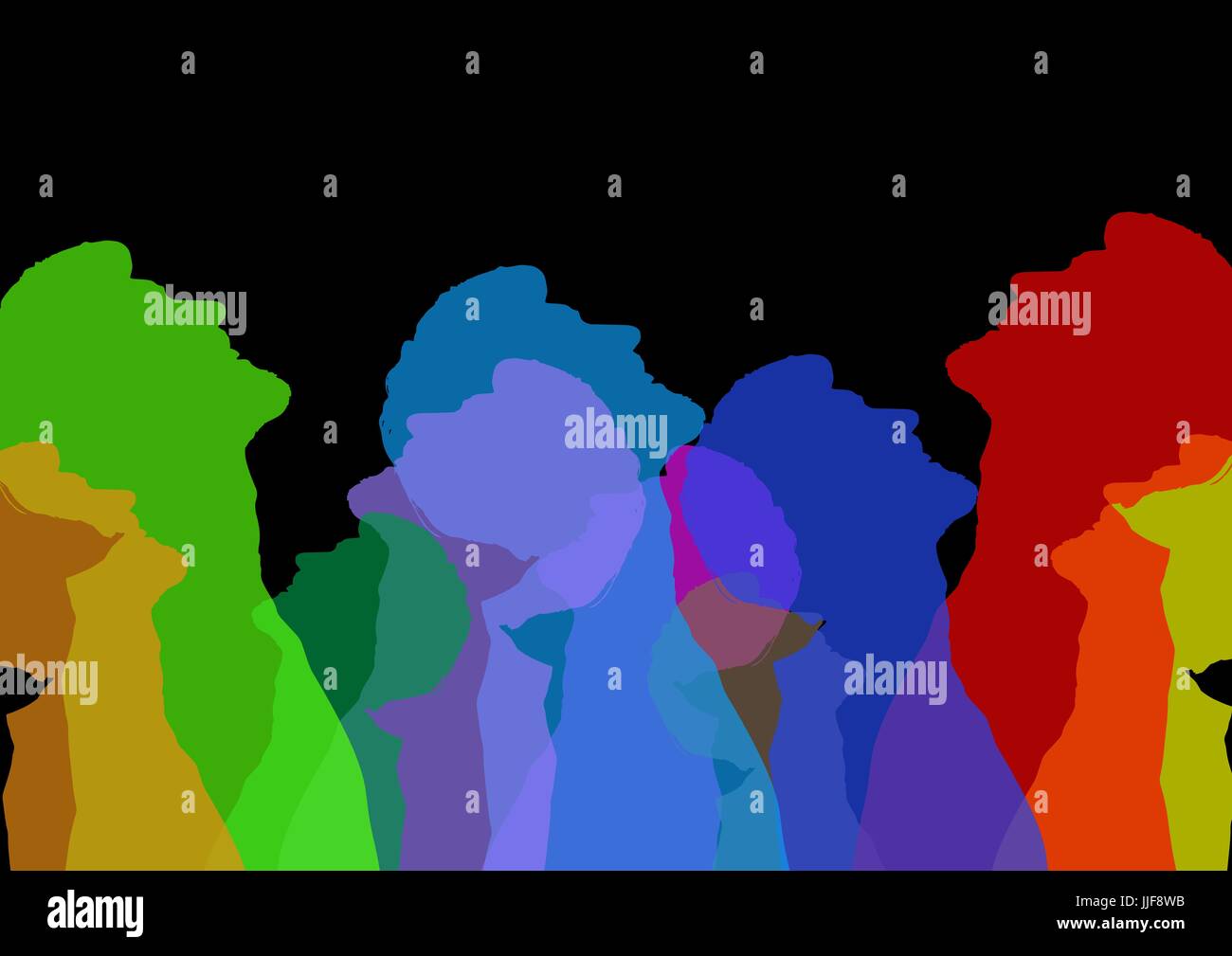 Digital composite of Intense color silhouettes of a man looking up ...