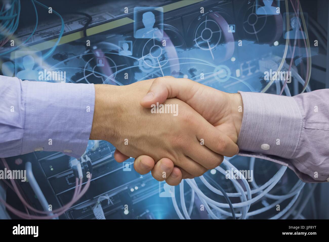 Digital composite of Handshake technology Stock Photo - Alamy