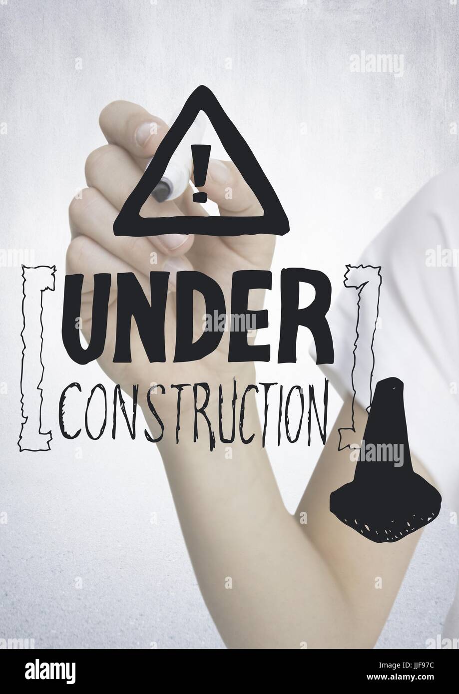Under construction doodle against white room with screen Stock Photo ...