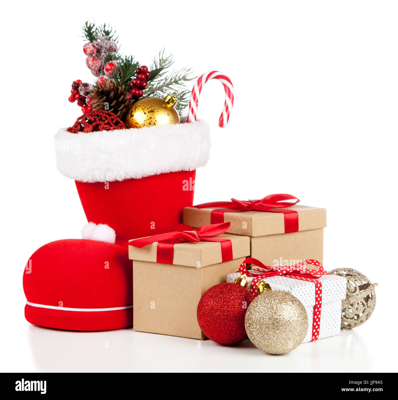 Santa's shoe isolated on white background Stock Photo - Alamy