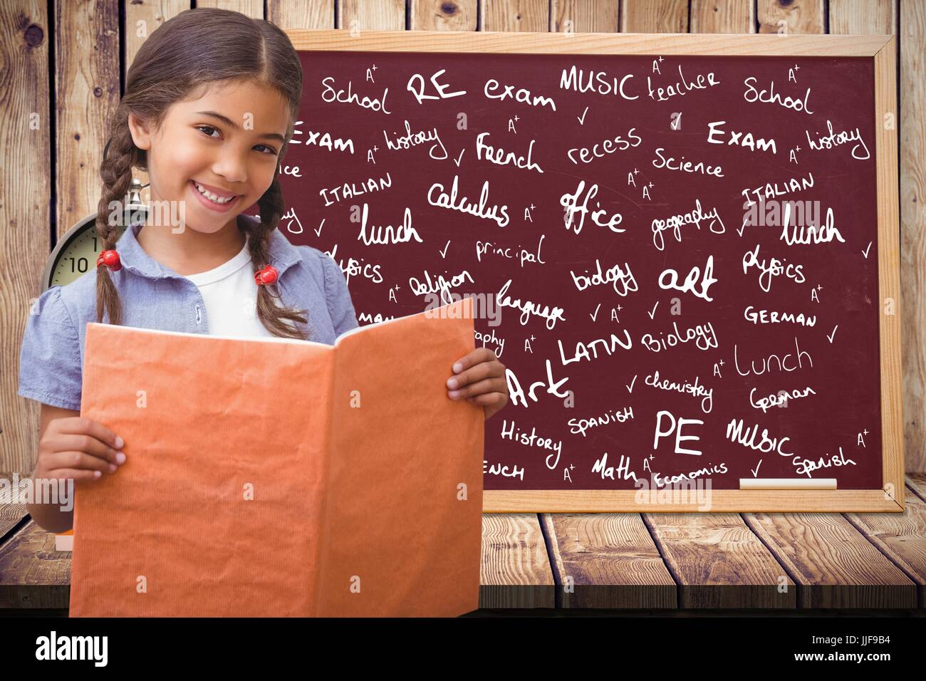 Digital composite of students against education backgrounds with ...