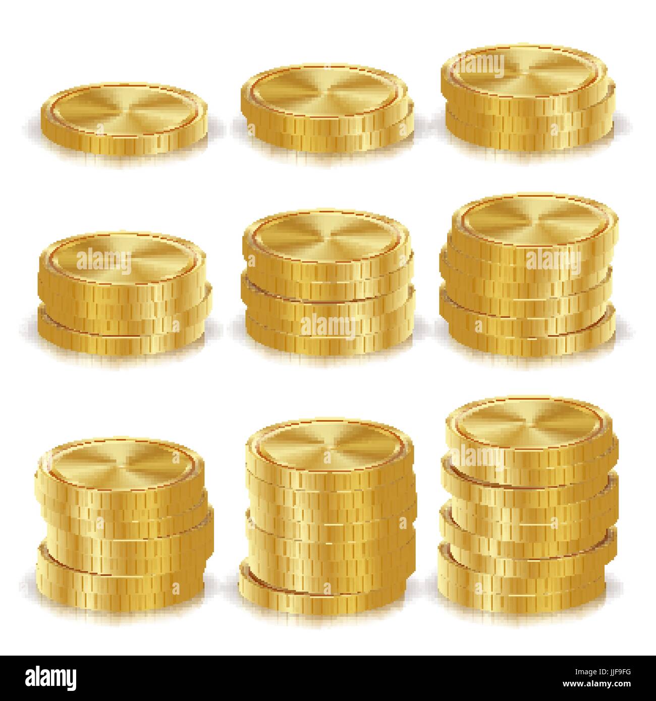 Gold Coins Stacks Vector. Realistic Isolated Illustration Stock Vector ...