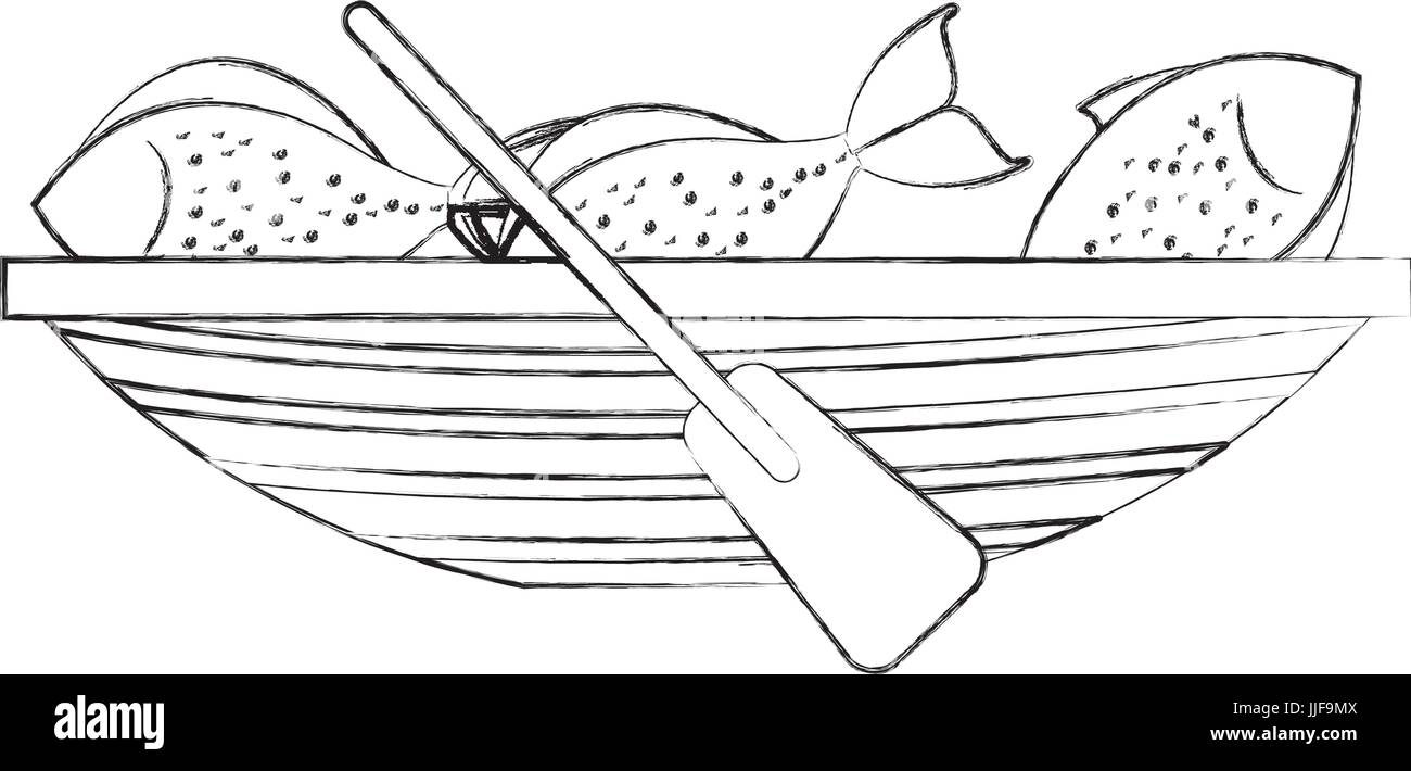 Fishing canoe with fish Stock Vector Image & Art - Alamy