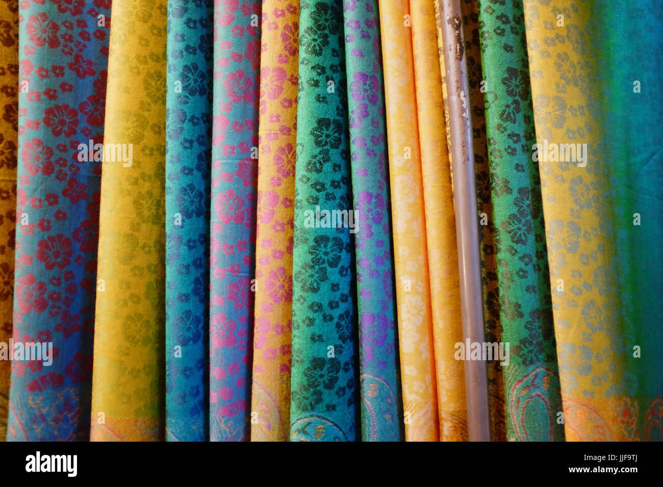 Brightly colored Moroccan scarf , Marrakech, Morocco Stock Photo - Alamy