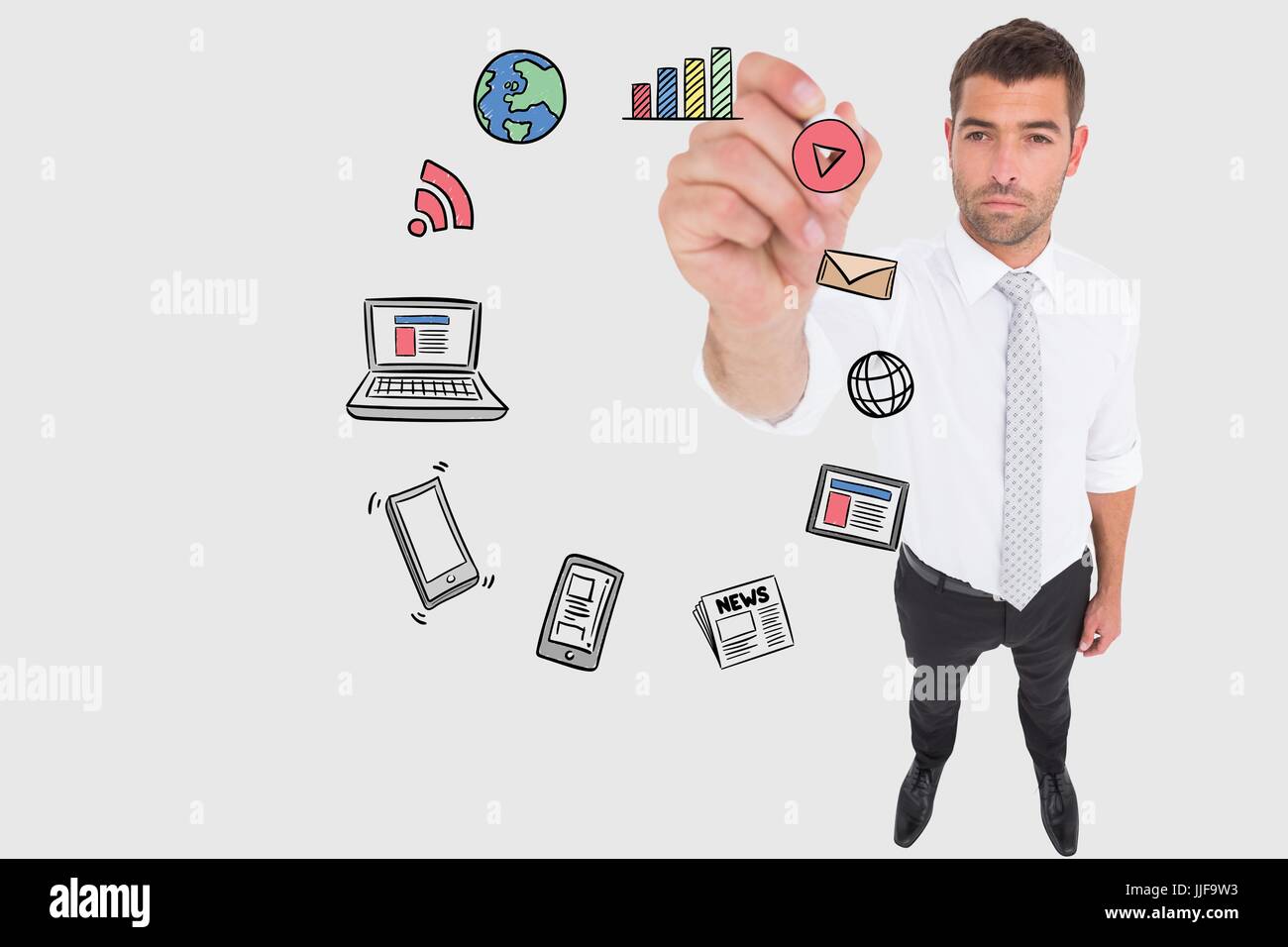 Digital composite of drawing on the screen Stock Photo - Alamy