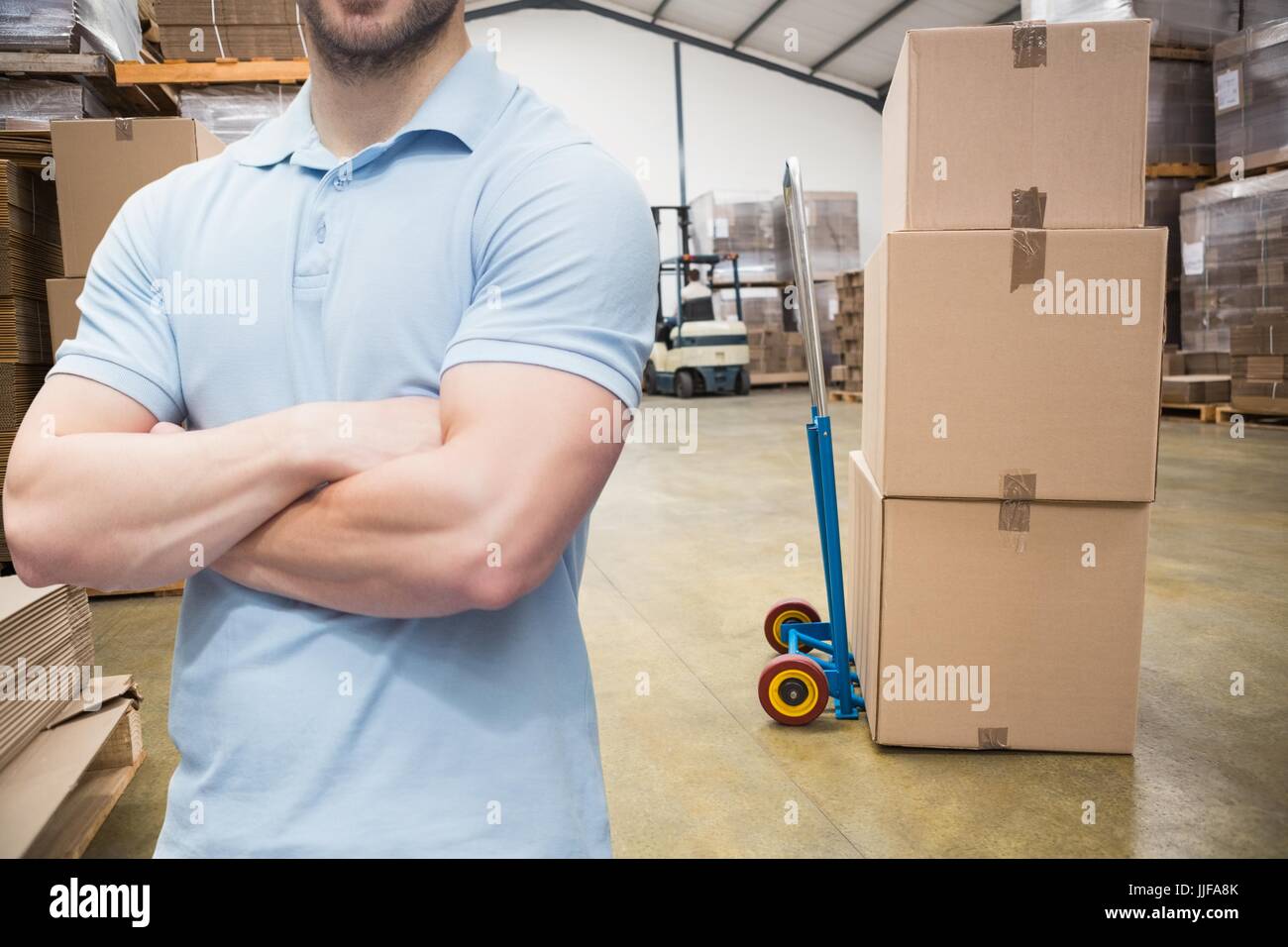Digital composite of warehouse torso Stock Photo - Alamy