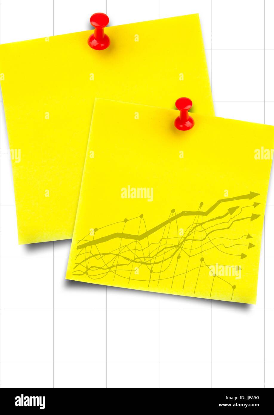 Digital composite of Yellow sticky notes with yellow graph against ...