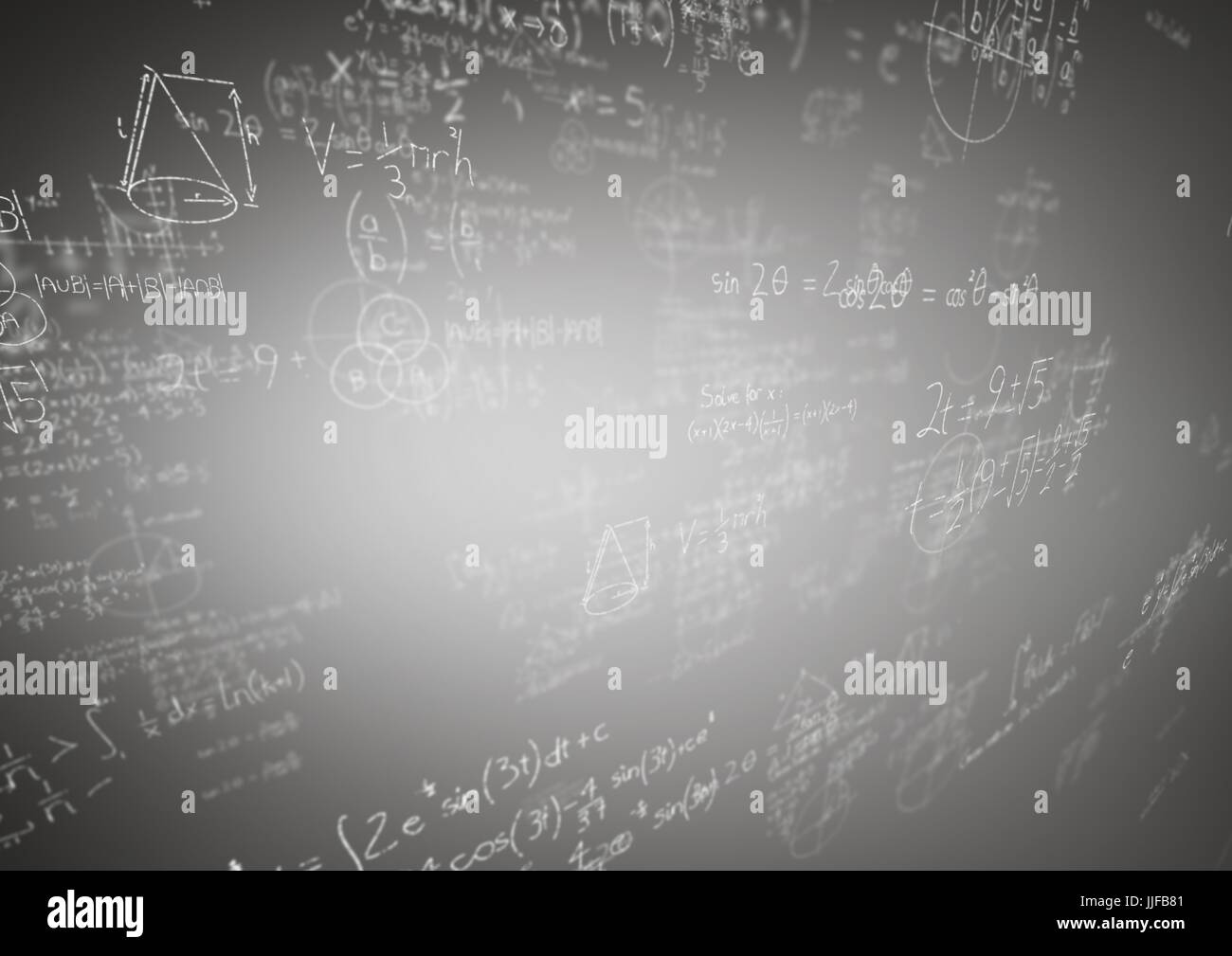 Digital composite of White math doodles and grey background Stock Photo ...