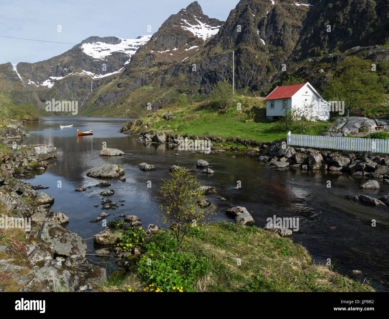 River running out of Å i Lofoten village in the municipality of ...