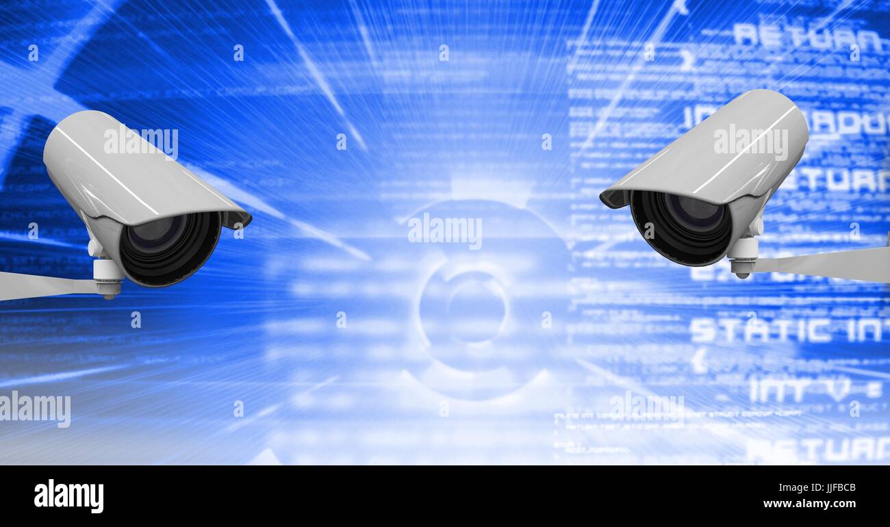 Digital composite of CCTV cameras against digital composite image Stock ...