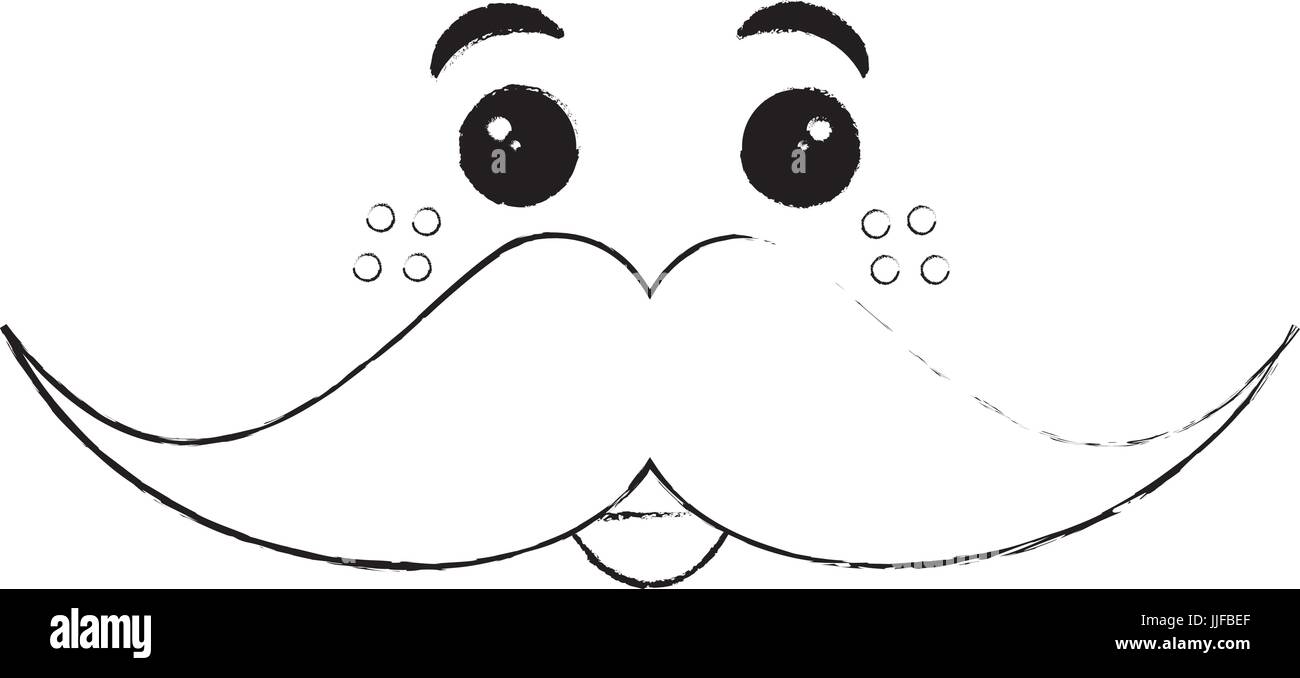 gentleman mustache kawaii character vector illustration design Stock ...