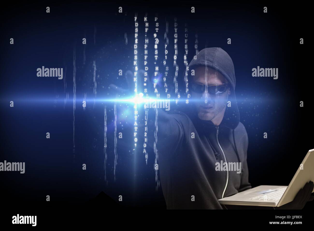 Hacker sunglasses using laptop hi-res stock photography and images - Alamy