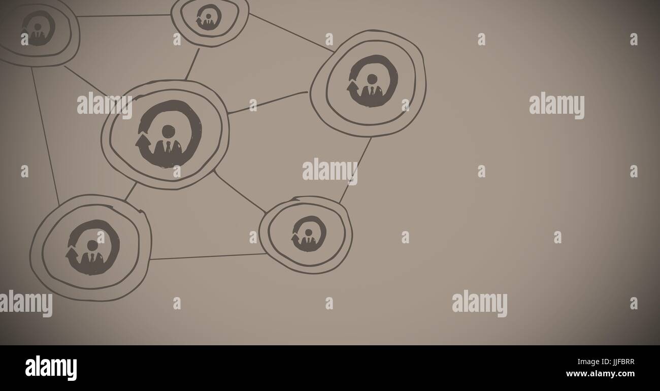 Digital composite of Brown background with network doodle Stock Photo ...