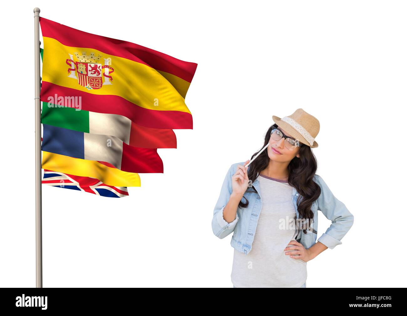 Digital composite of main language flags around Stock Photo - Alamy