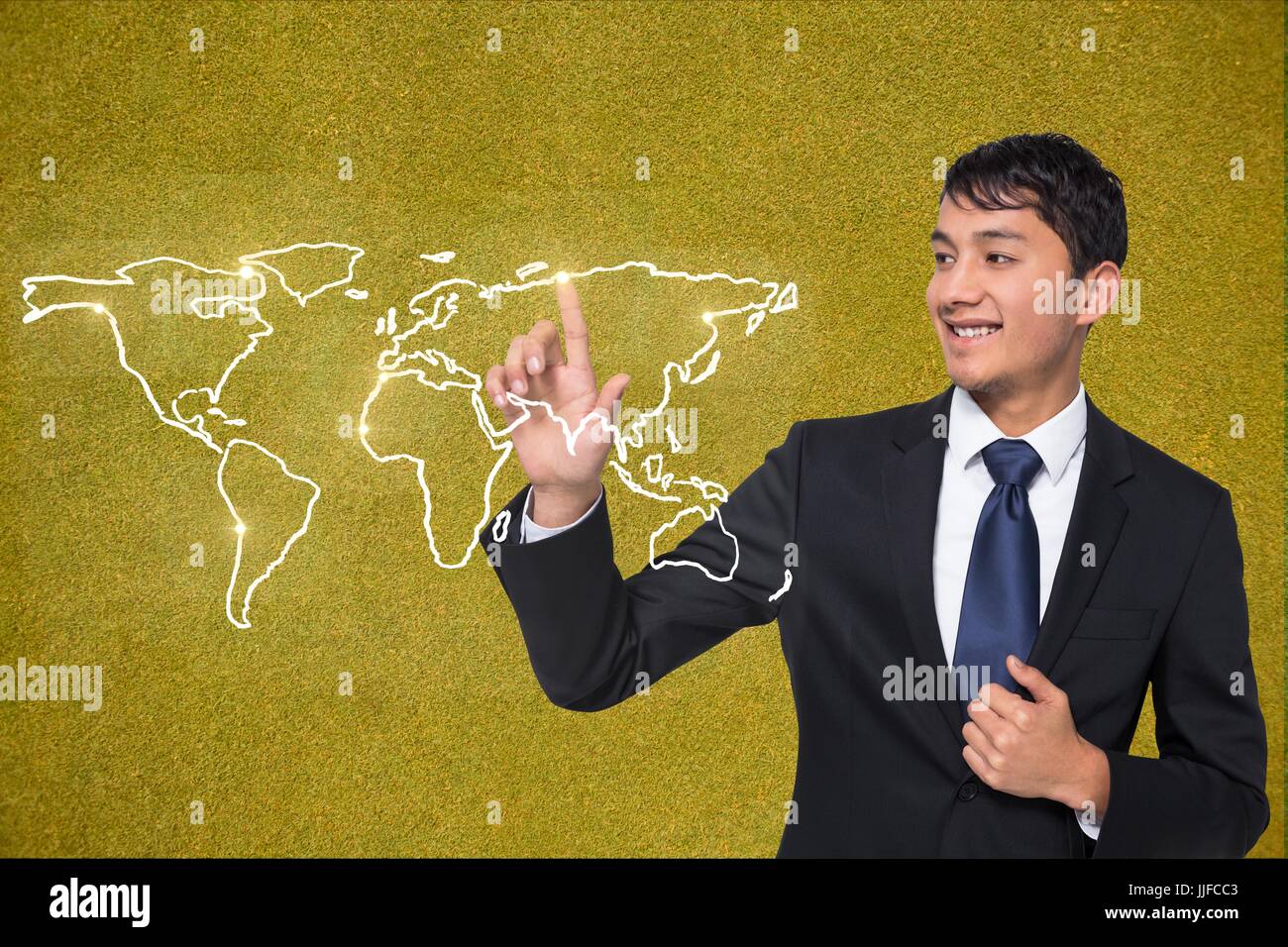 Digital composite of model + maps + backgrounds Stock Photo - Alamy