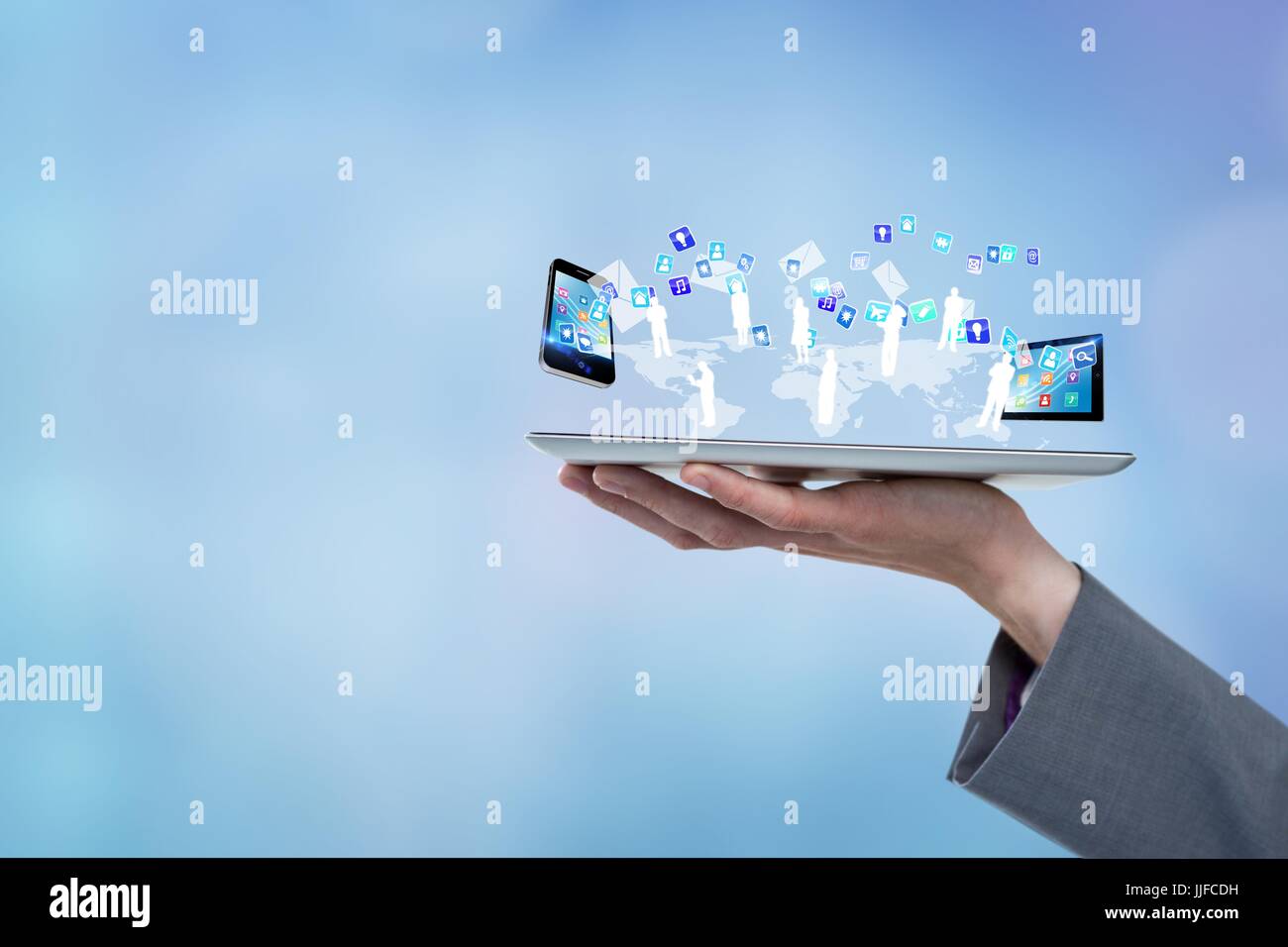 Digital composite of model with device connectors Stock Photo - Alamy