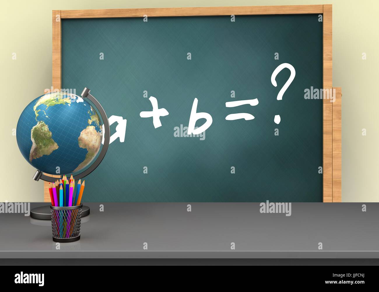 3d illustration of board with math exercise text and Stock Photo - Alamy