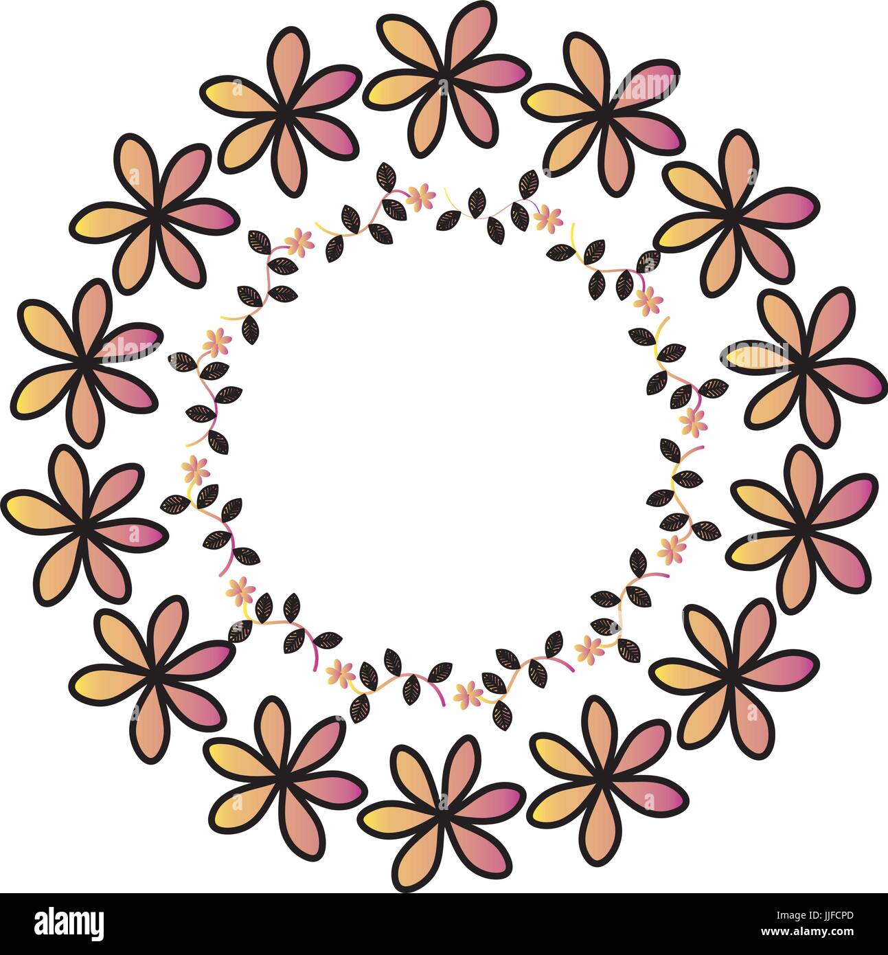circular floral decorative frame vector illustration design Stock ...