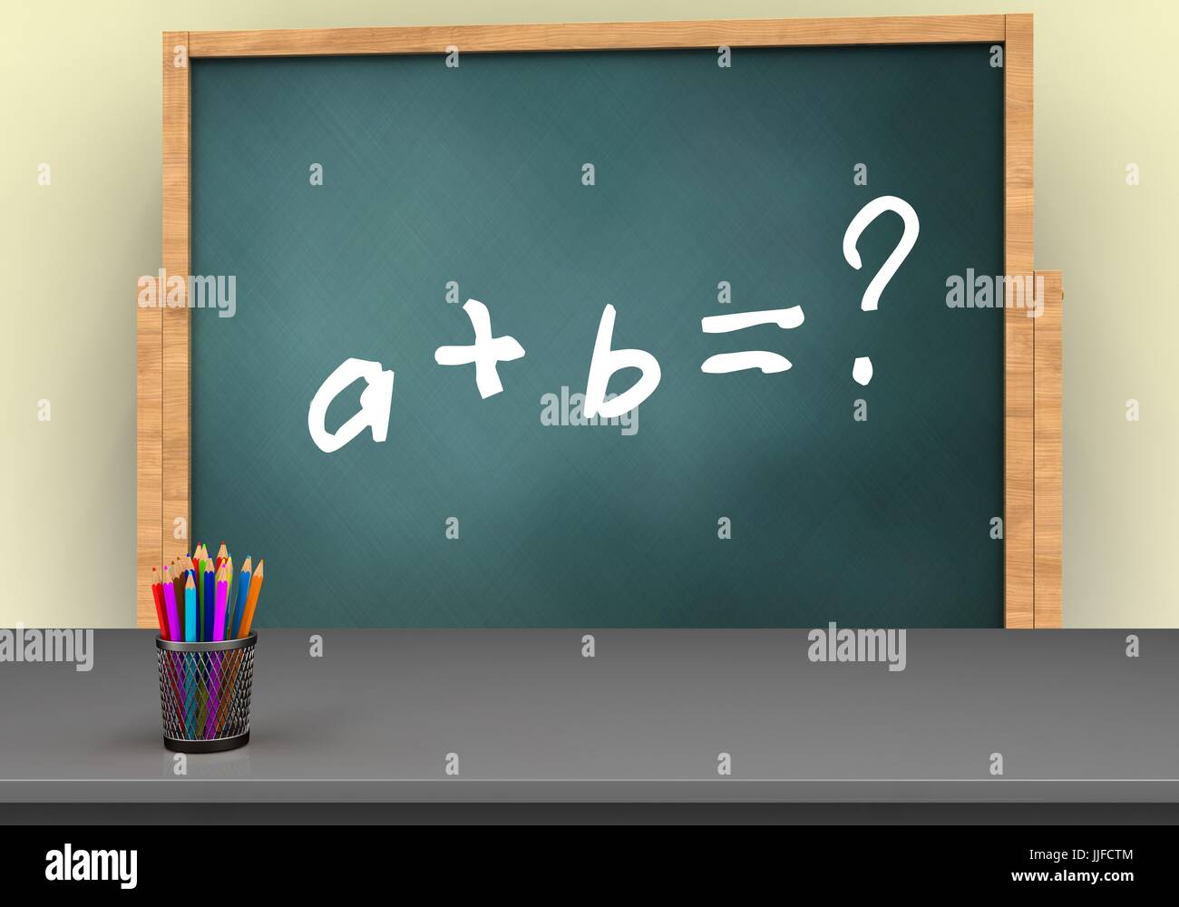 3d illustration of board with math exercise text and Stock Photo - Alamy