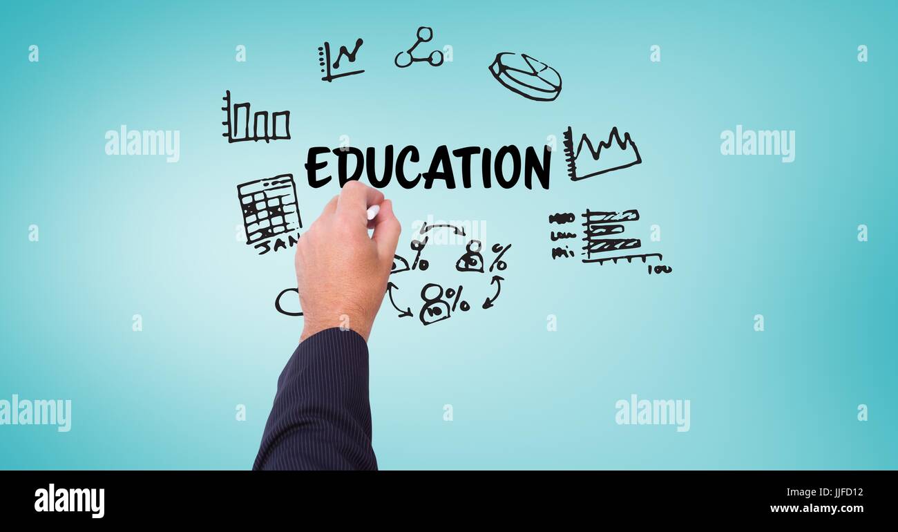 Digital composite of Hand drawing graphics with education text on ...