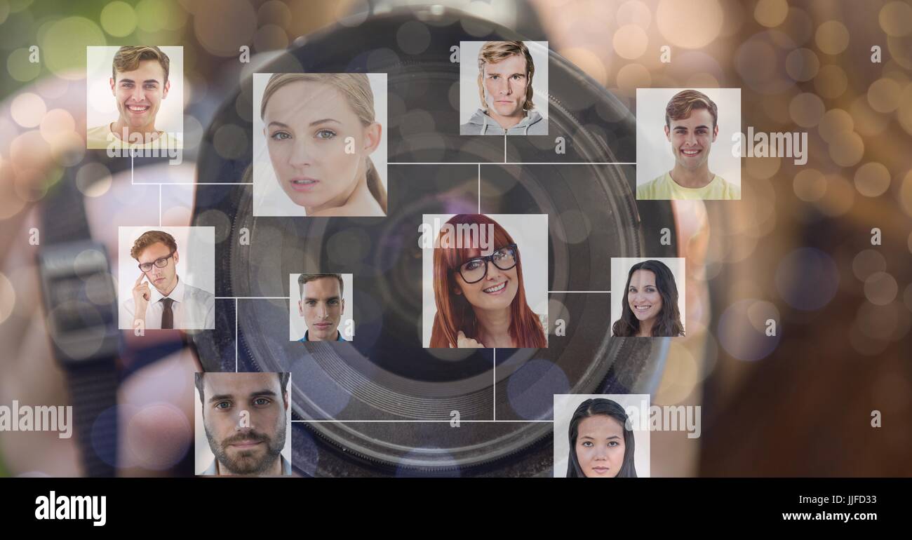 Digital composite of Organization chart in front of camera background ...