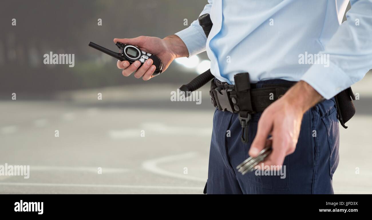 Digital composite of Security guard lower body with walkie talkie ...