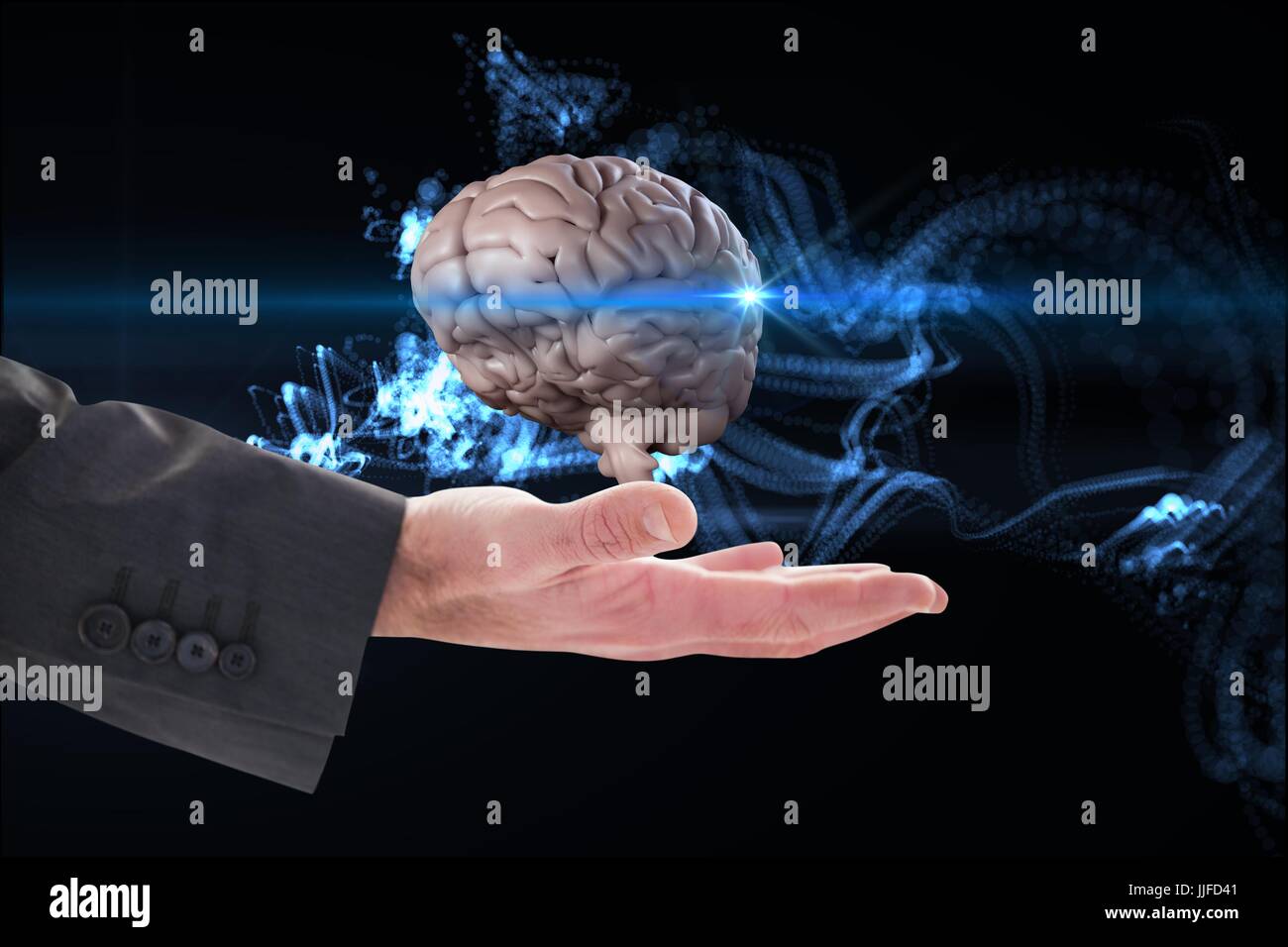 Businessman presenting brain hands hi-res stock photography and images ...