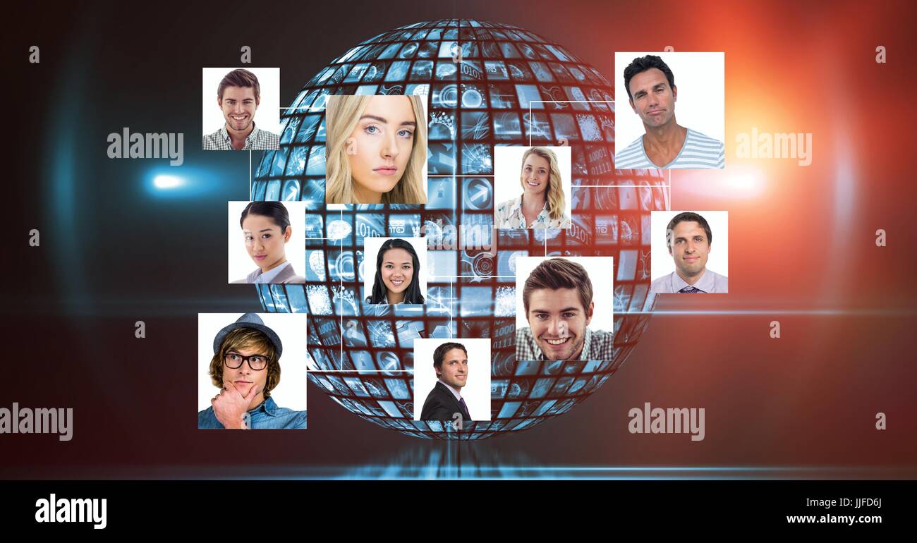 Digital composite of Composite image of organization chart with red ...