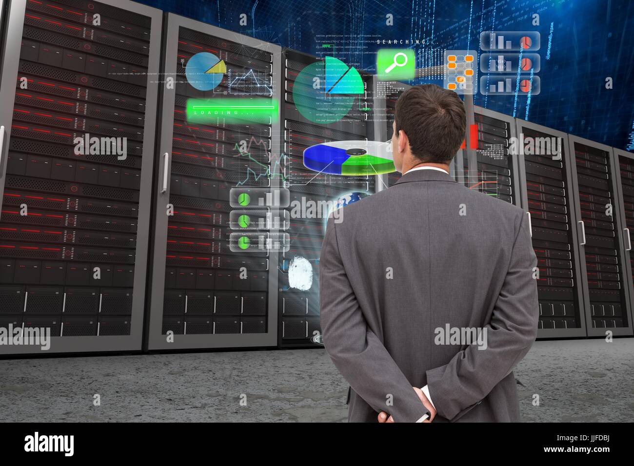 Digital composite of data center with model Stock Photo - Alamy