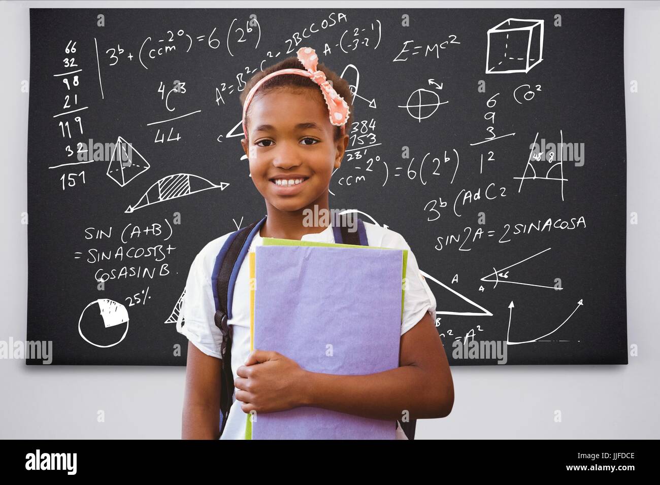 Digital composite of students against education backgrounds with ...