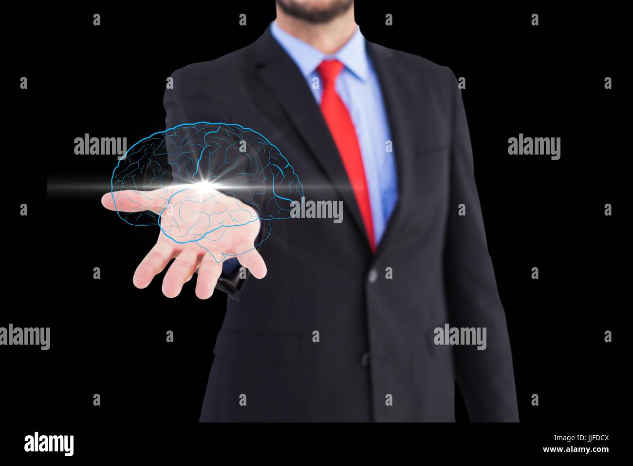 Digital composite of Brain on hands Stock Photo - Alamy