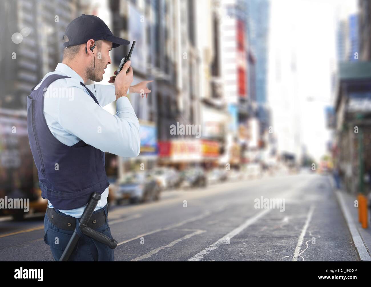 Digital composite of Security man on city street Stock Photo - Alamy