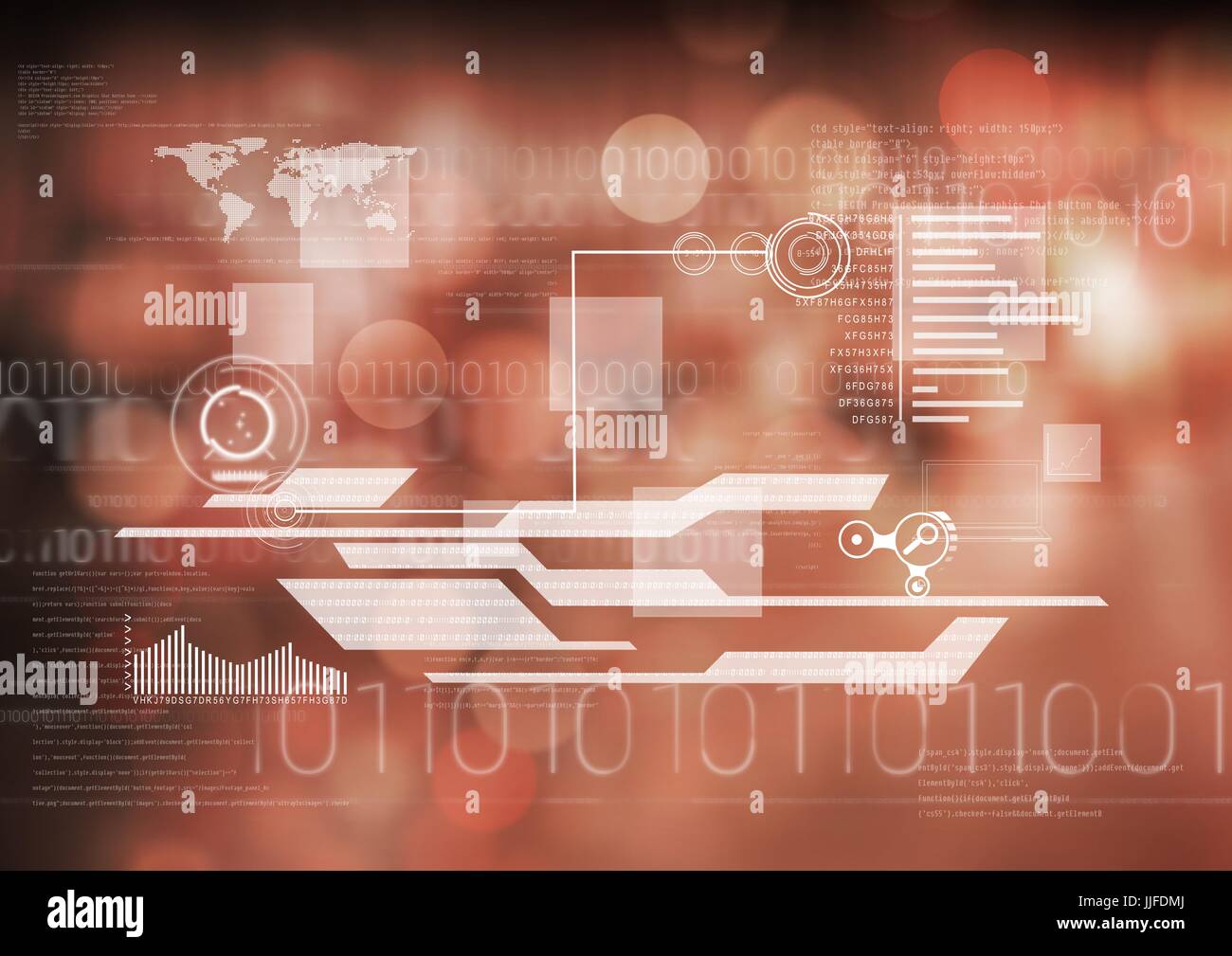 Digital composite of White interface against red bokeh Stock Photo - Alamy