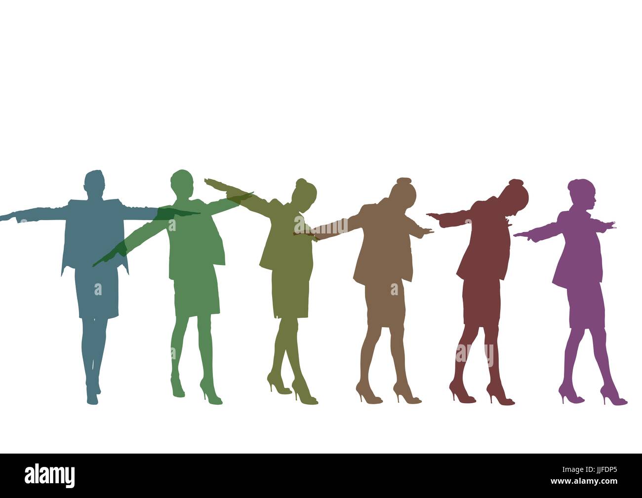 Digital composite of Woman spinning silhouettes in dark colors with ...