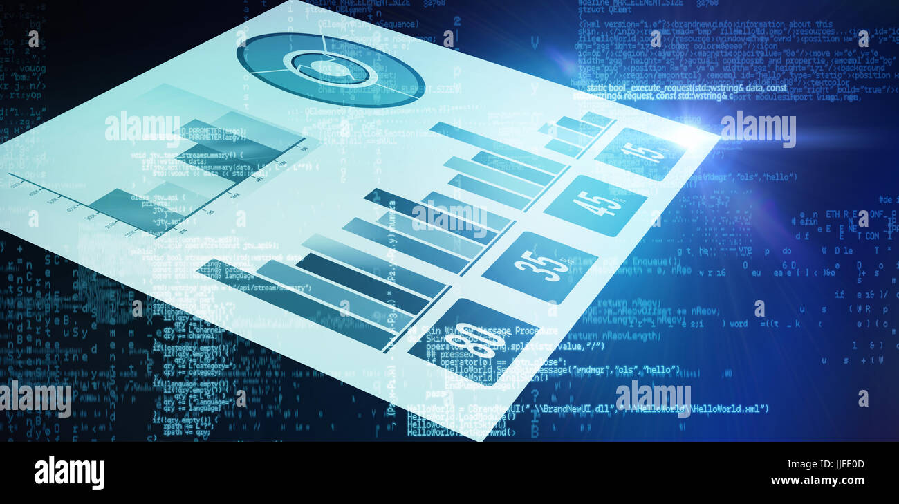 Blue data against blue graphics on white background Stock Photo - Alamy
